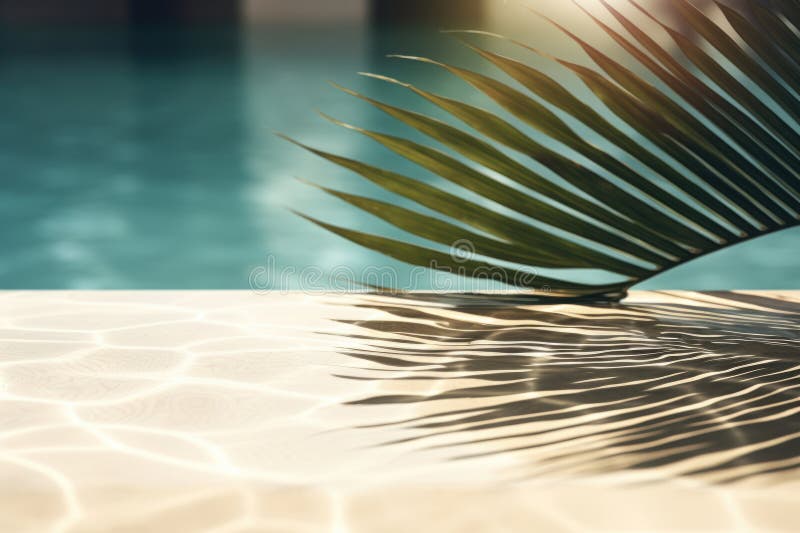 Close Up of Palm Leaf by Pool Stock Photo - Image of plant, water ...