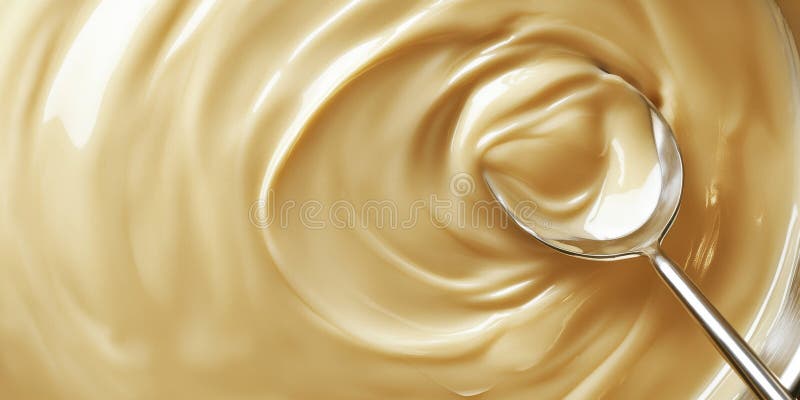 A Close Up of a Pan Filled with Whipped Cream on a Table Stock Photo ...