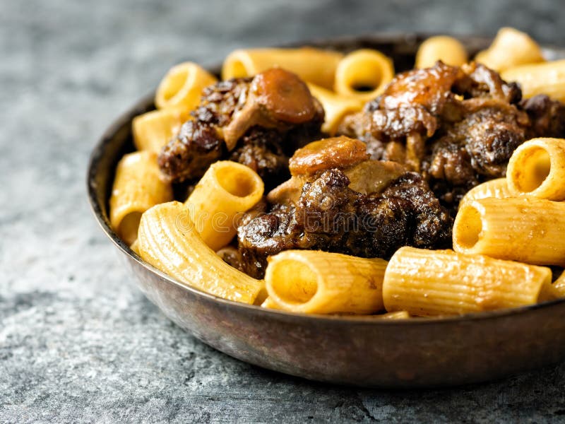 Rustic Italian Oxtail Ragu Pasta Stock Image - Image of carbohydrates ...