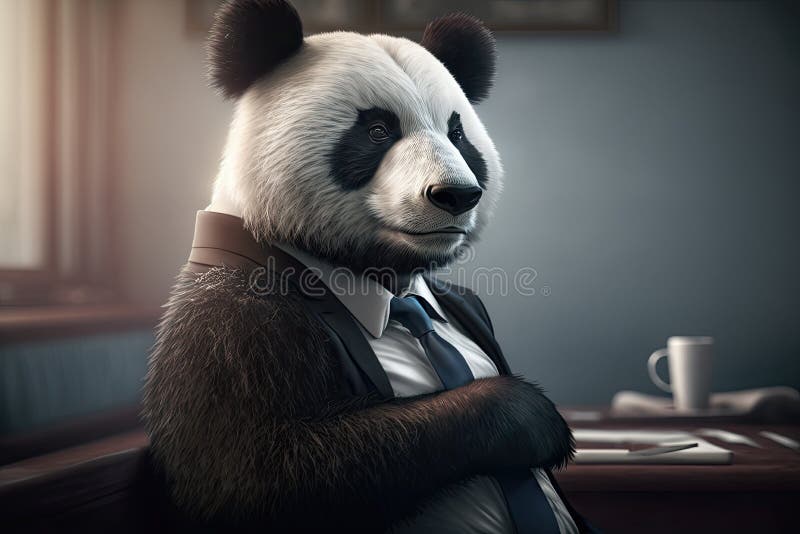 Close-up, Panda in a Business Suit. Generative Ai Stock Illustration ...