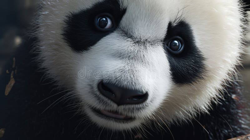 A Close Up of a Panda S Face Stock Illustration - Illustration of ...