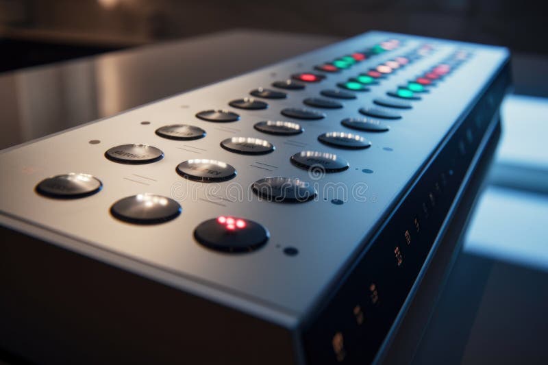 Close-up of Panel with Lights and Buttons for Controlling the Home S ...