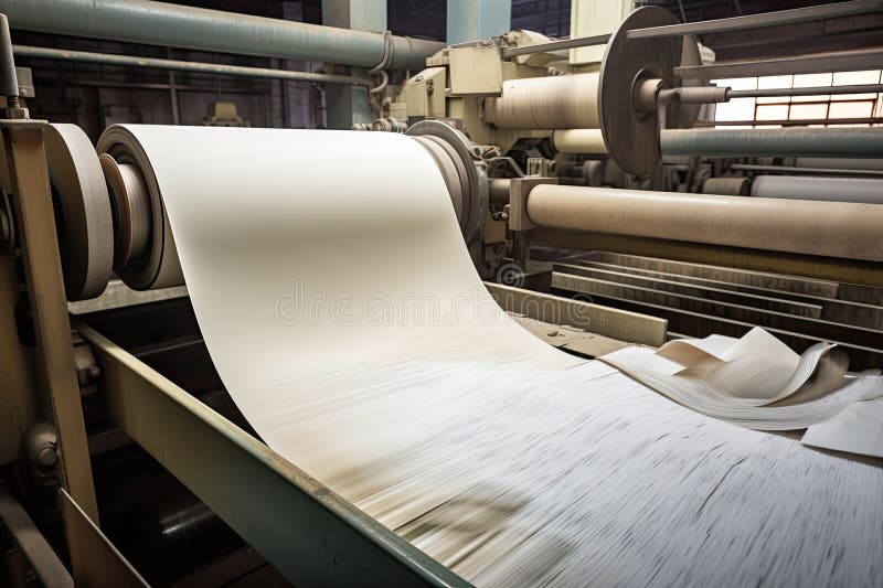 Close-up of Paper Being Pressed into Sheets in Pulp and Paper Plant ...