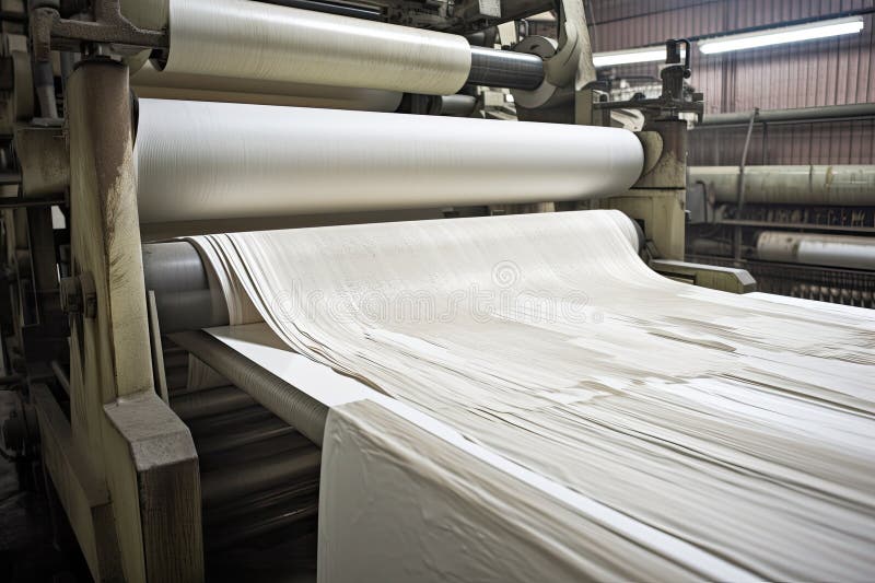 Close-up of Paper Being Pressed into Sheets in Pulp and Paper Plant ...
