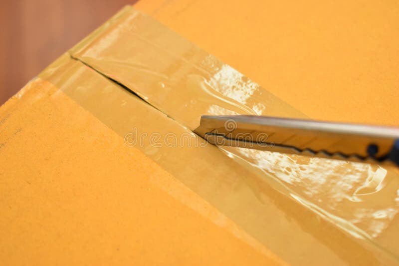 Paper Box with Sharp Knife, Packaging Industry Stock Photo - Image of ...