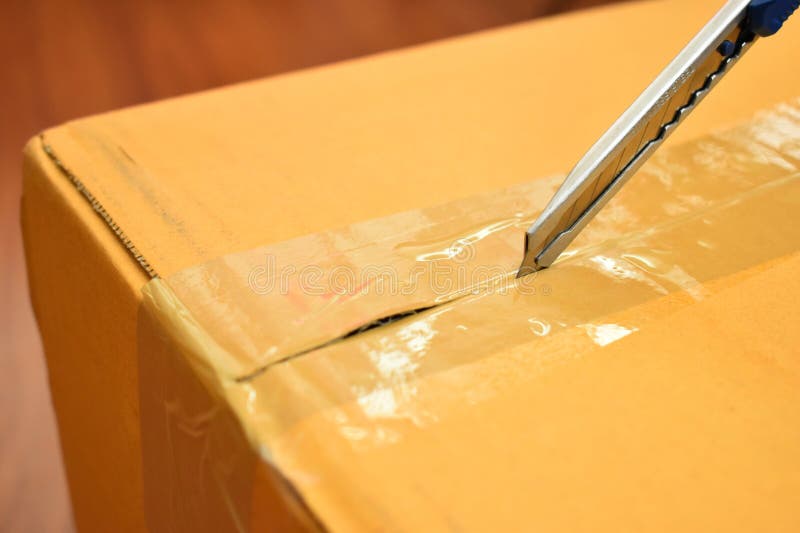 Paper Box with Sharp Knife, Packaging Industry Stock Image - Image of ...