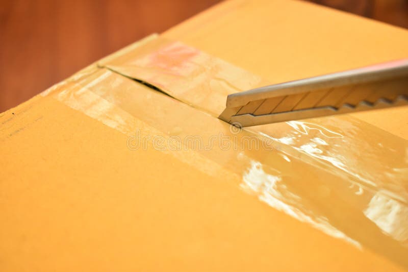 Paper Box with Sharp Knife, Packaging Industry Stock Image - Image of ...