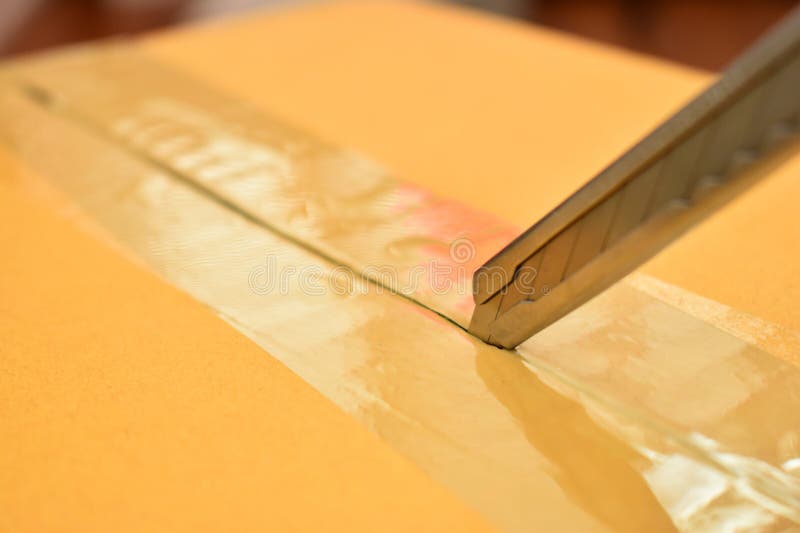 Paper Box with Sharp Knife, Packaging Industry Stock Photo - Image of ...