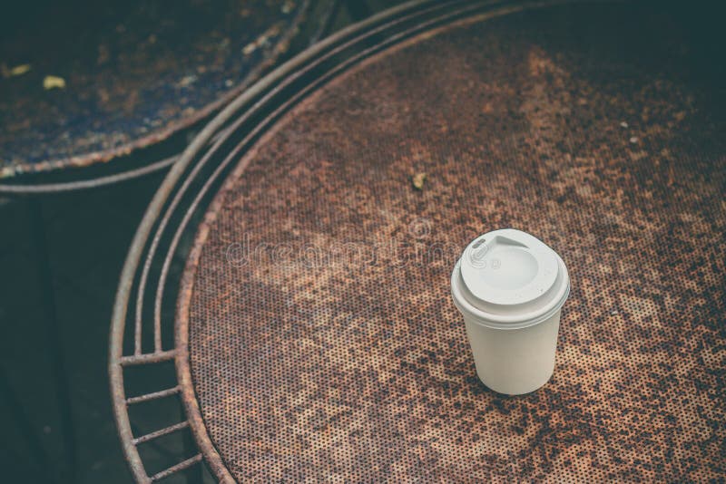 Close Up Paper Cup on the Rusty Table Stock Image - Image of paper ...
