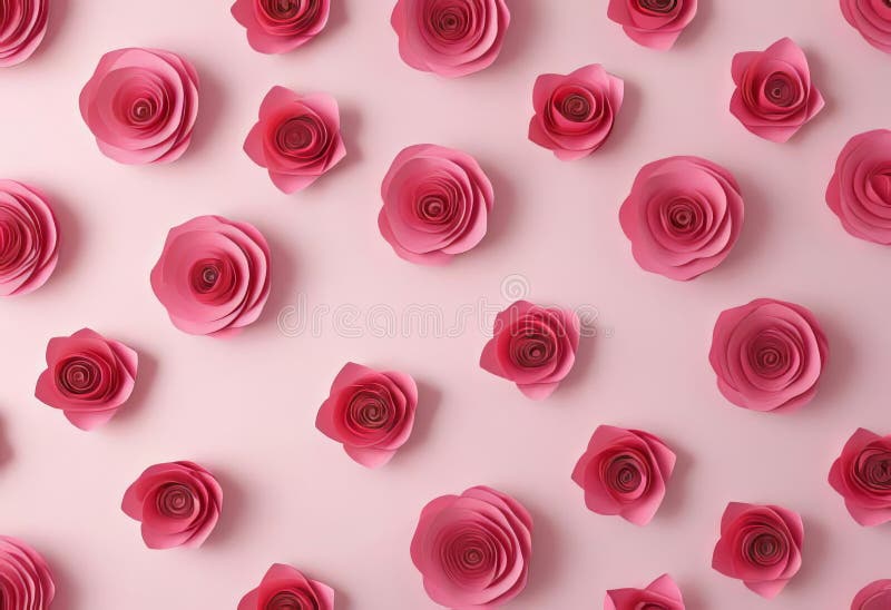 A Close-up of a Paper Rose with a Pink Floral Background Stock ...