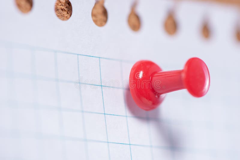 Close Up of a Paper Sheet Attached by a Button on a Corkboard for Notes ...