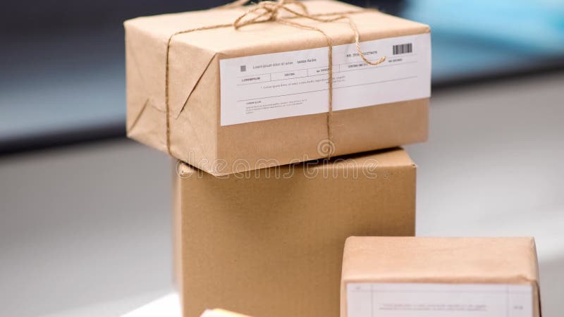 Close Up of Parcel Boxes at Post Office Stock Video - Video of pack ...