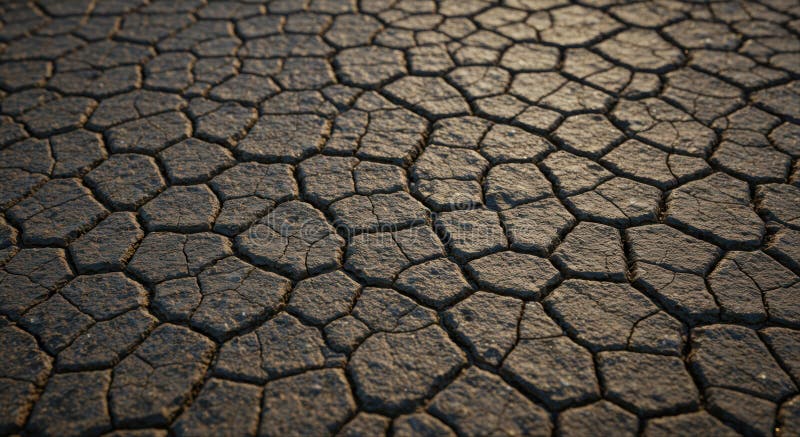 A Close-up of Parched Earth Displaying a Striking Cracked Pattern from ...
