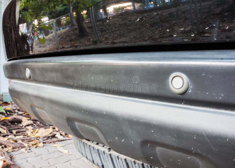 Sensor at rear car bumper stock image. Image of parking - 101607535
