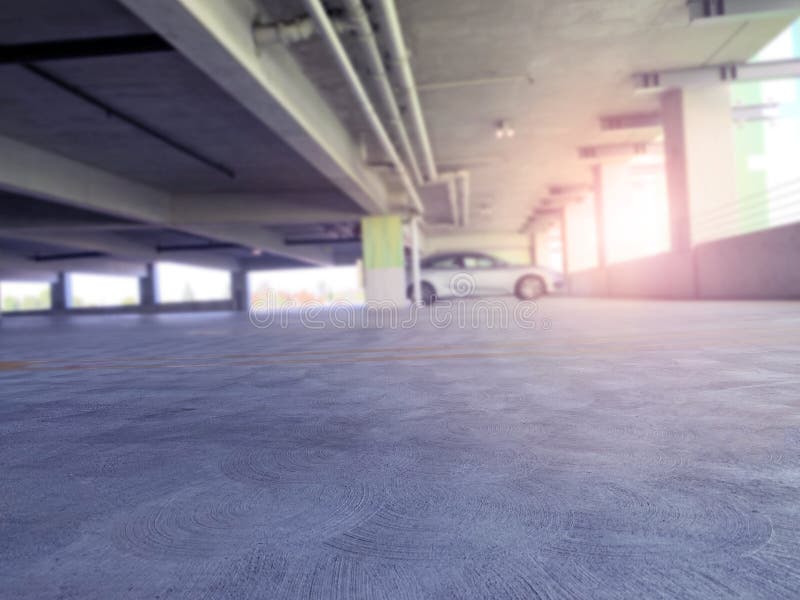 Empty Parking Structure with a Car on Background Stock Photo - Image of ...