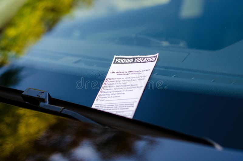 Close-up of Parking Ticket on Car`s Windshield Stock Image - Image of ...
