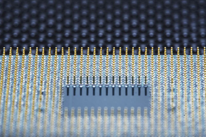 Close-up of a Part of a Microprocessor in Soft Focus Under High ...