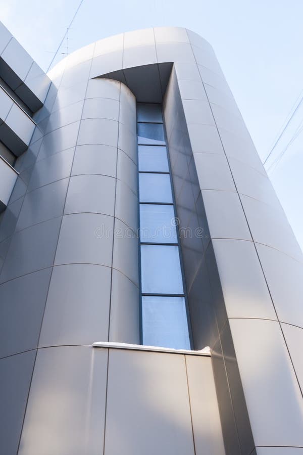 Close-up Part of a Modern Building with a Smooth Facade. Low Angle of ...