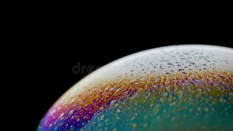 Close-up of Part of Soap Bubble with Bright Sparkling Particles Stock ...