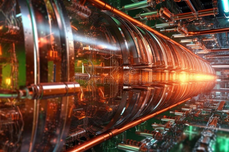Close Up Of Particle Accelerators Inner Structure Stock Illustration Illustration Of Particle