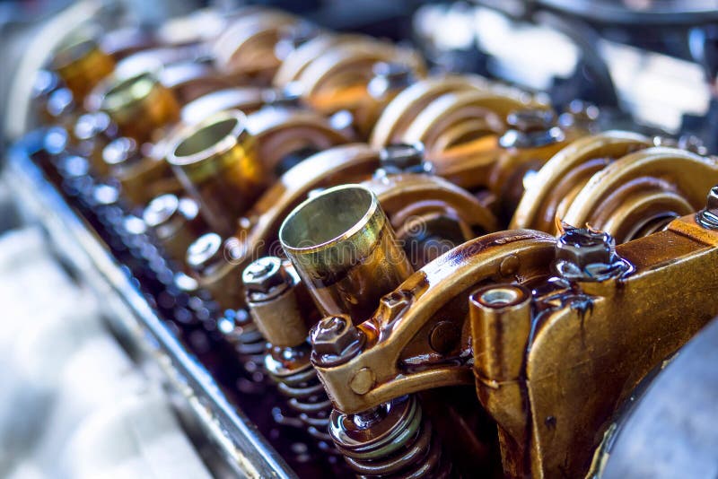 Close Up of Parts in Engine Head for Adjust Valve Engine Stock Photo ...