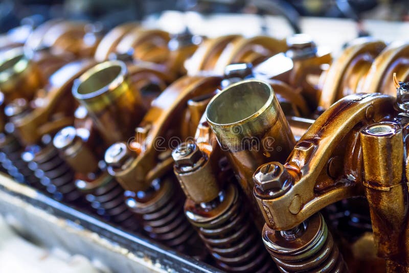 Close Up of Parts in Engine Head for Adjust Valve Engine Stock Image ...