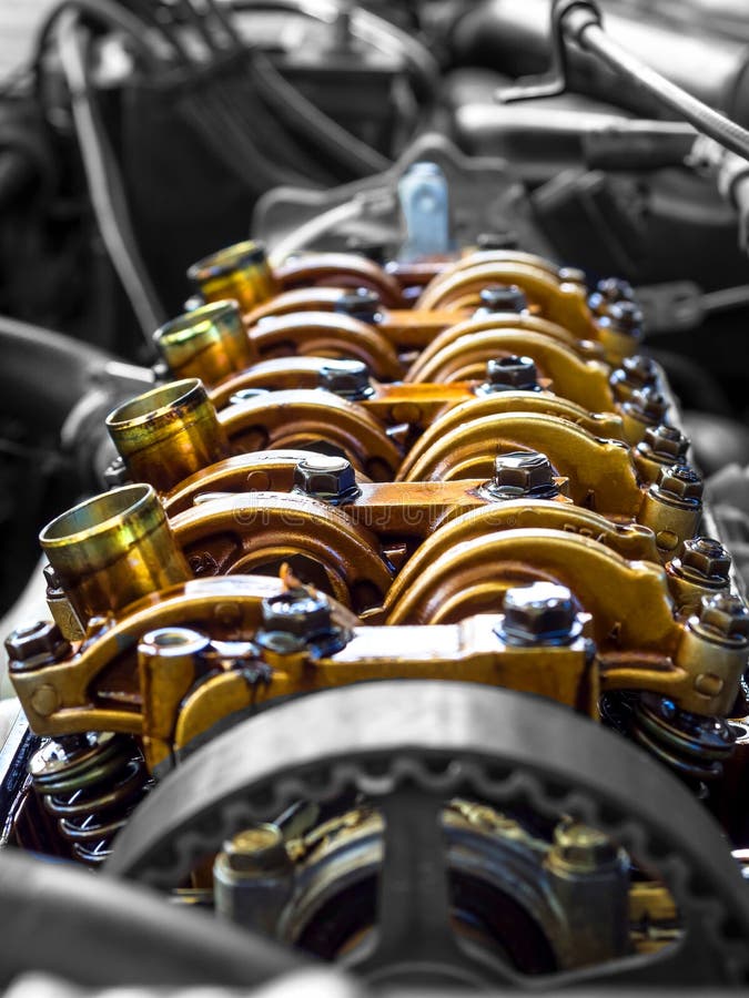 Close Up of Parts in Engine Head for Adjust Valve Engine Stock Image ...