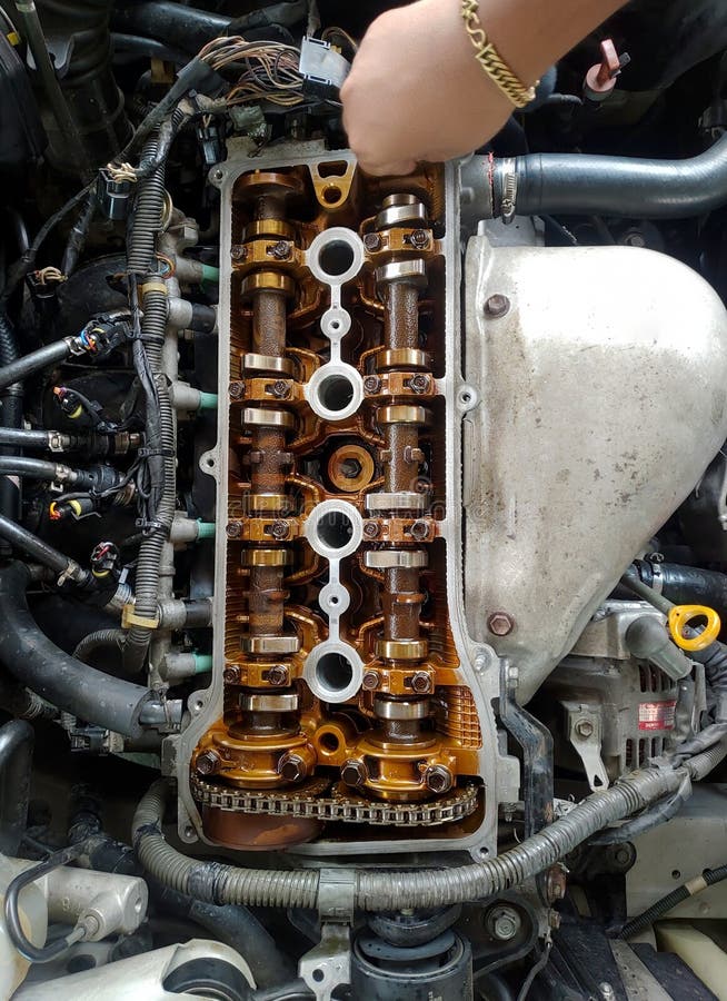 Close Up of Parts in Engine Head for Adjust Valve Engine Stock Image ...