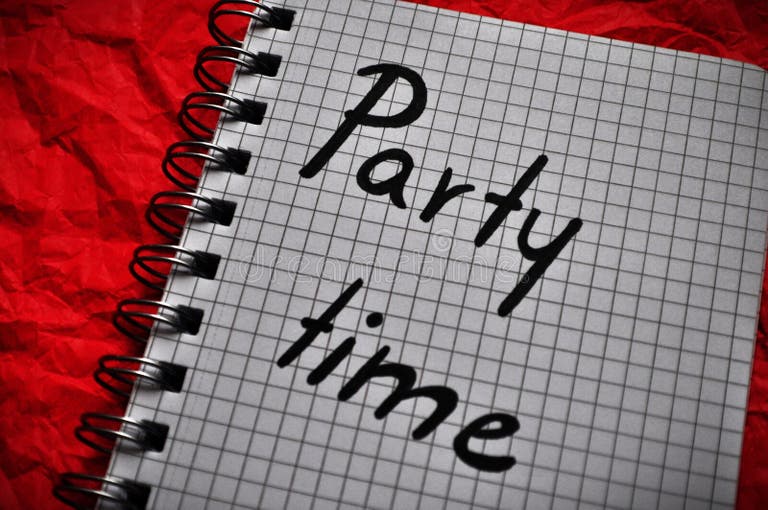 Close Up Party Time Write in Notebook Stock Image - Image of pattern ...