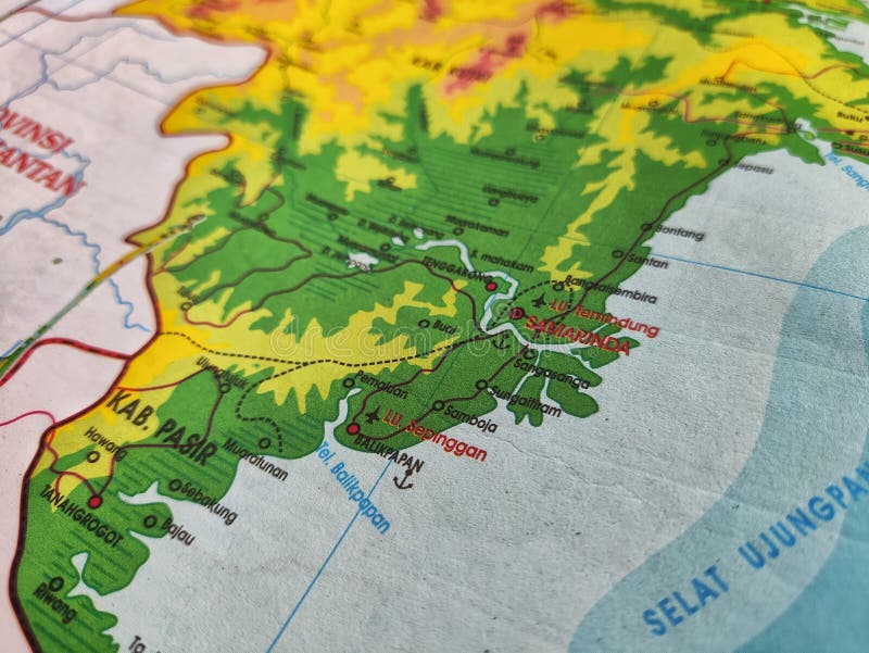 Pasir Regency Map and Major Cities Around it on Physical Map Stock ...