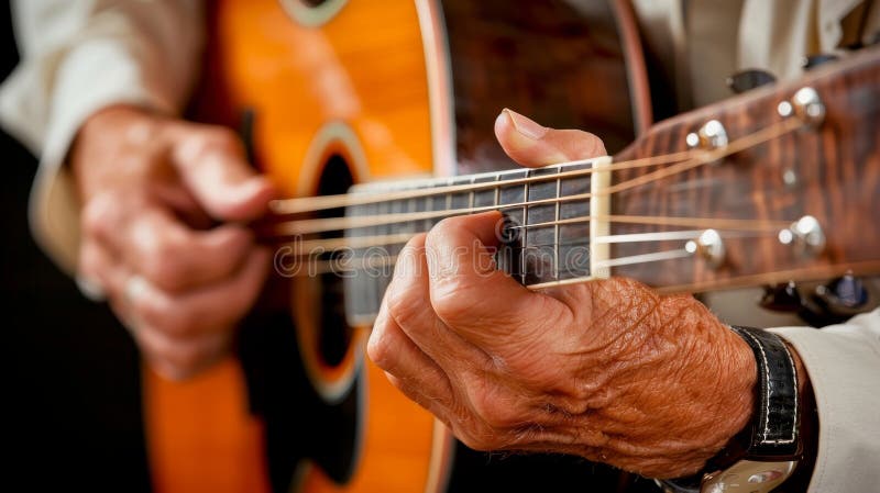 Close Up of a Passionate Guitarist Playing a Song with Intensity in a ...