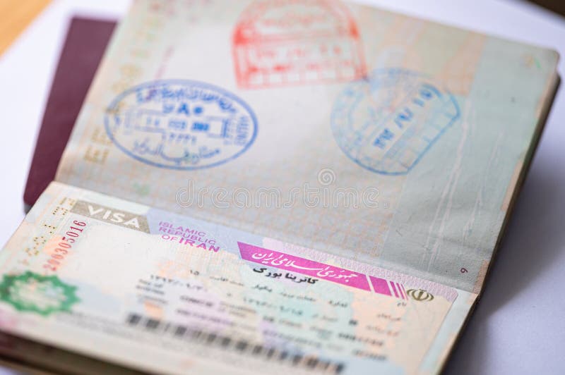 Iranian Visa in the Passport Stock Photo - Image of approved, airplane ...