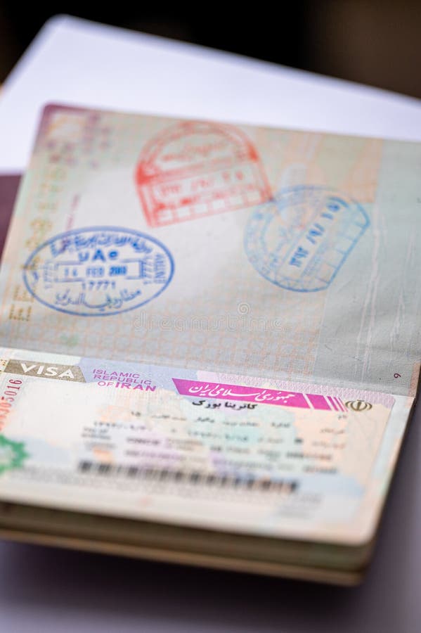 Iranian Visa in the Passport Stock Photo - Image of country, border ...