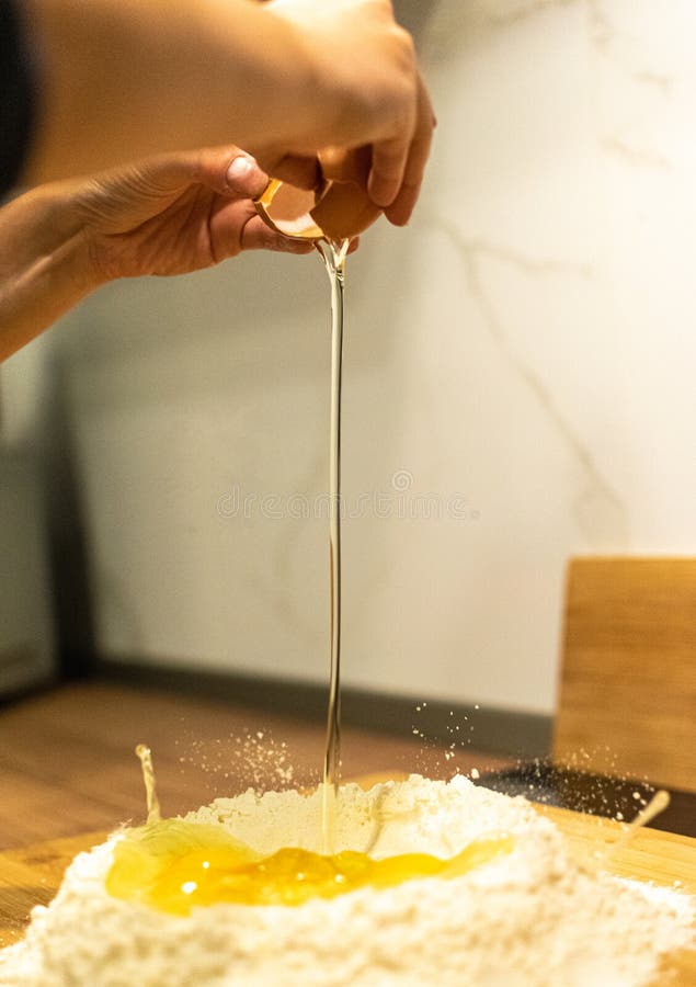 Close Up of Pasta and Hands Making Home Made Italian Pasta Stock Image ...