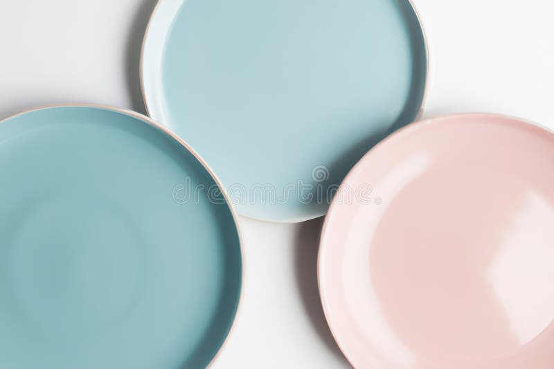 Pastel Color Empty Plates on Background Stock Image - Image of food ...