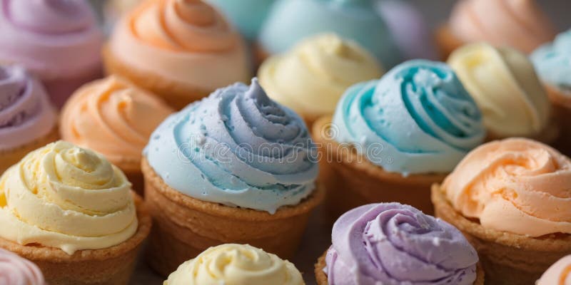 Close Up of Pastel Colored Ice Cream or Cake Frosting. Stock Image ...