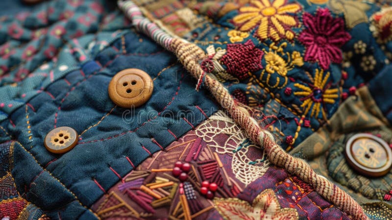 A Close-up of a Patchwork Quilt, Showcasing the Intricate Stitching and ...