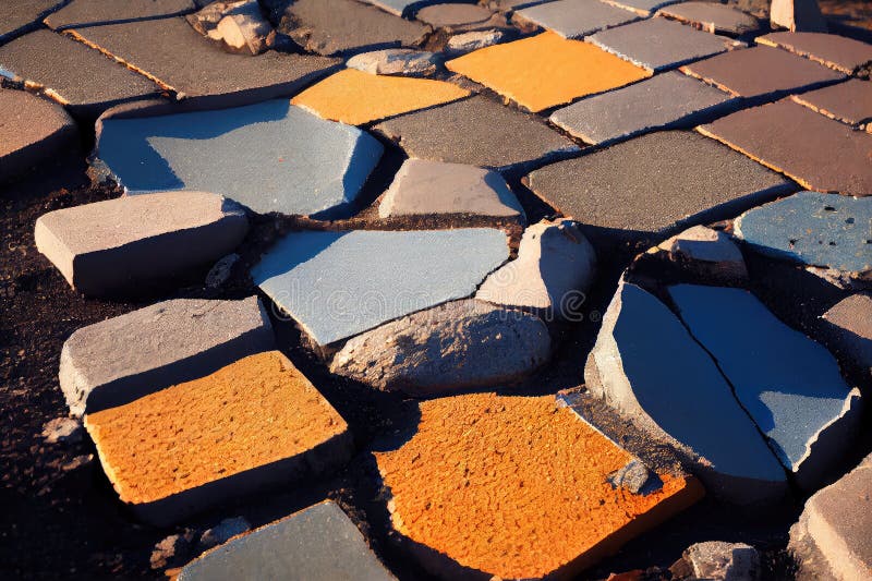 Close-up of a Patchwork of Road Surfaces in Various Stages of Repair ...