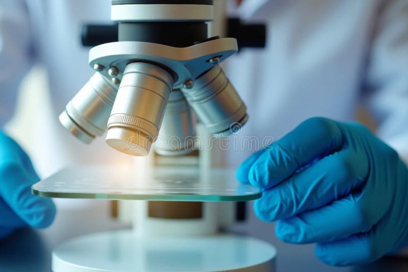 Close-up of a Pathologist Holding a Microscope in a Lab Stock ...