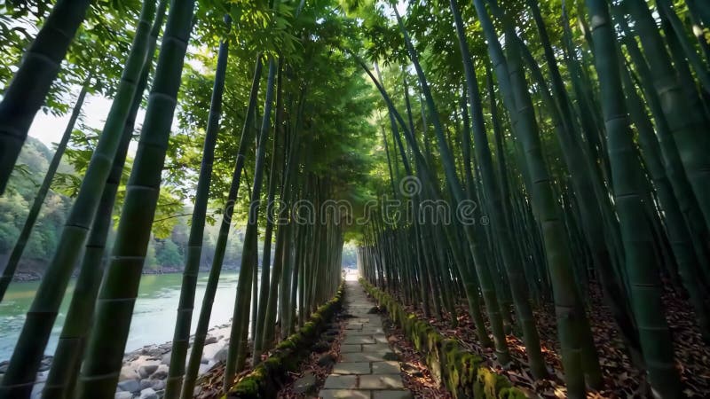 Slate Paths in Bamboo Forests Nature, Generative AI Stock Video - Video ...