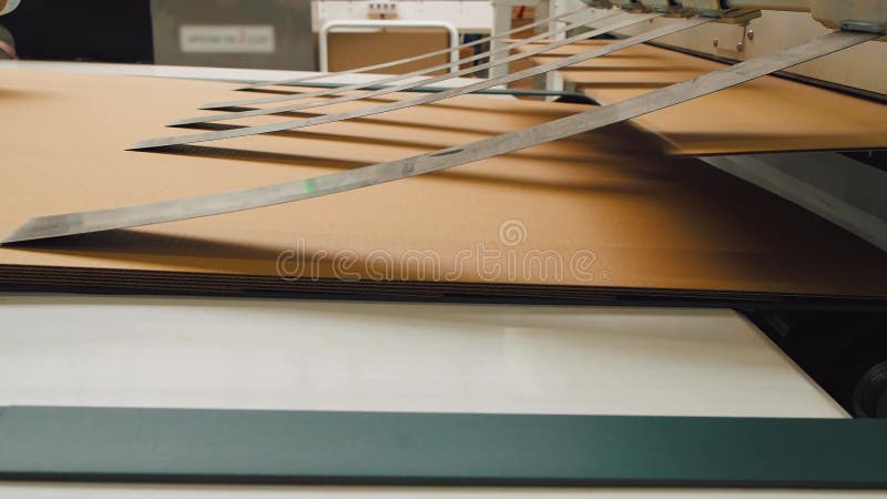 Close-up, Pattern, Sheets of Corrugated Cardboard Coming Out of Machine ...