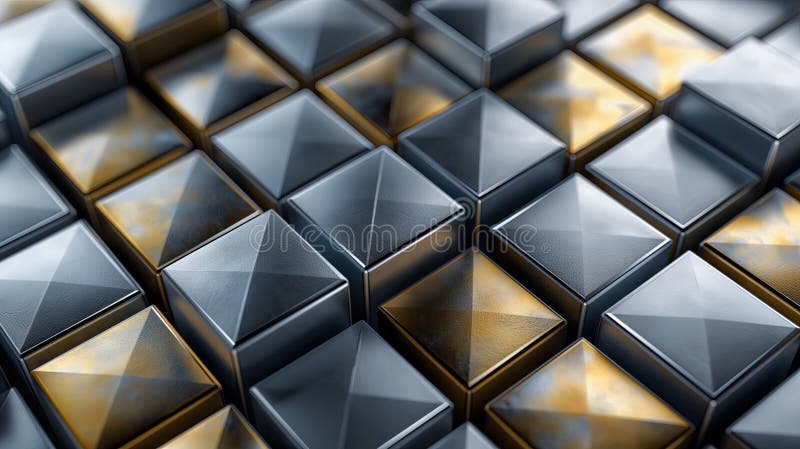 A Close Up of a Pattern of Squares with Gold and Silver Colors ...