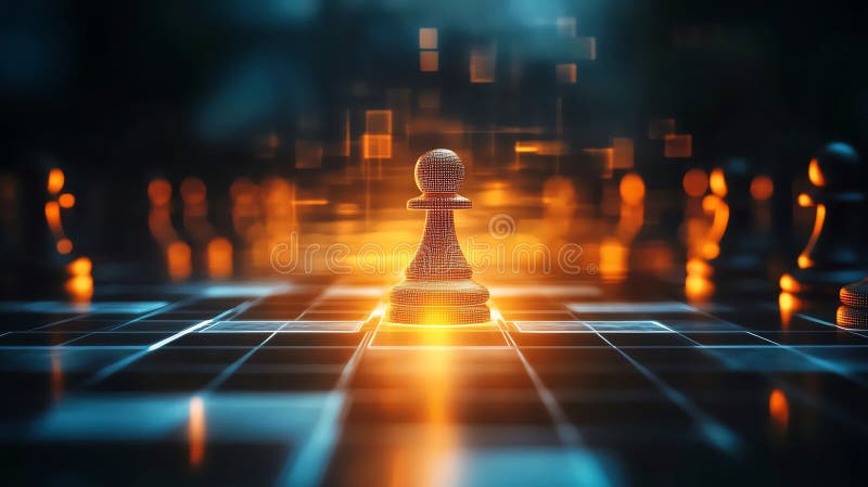 A Close-up of a Pawn Chess Piece Surrounded by Glowing Lights and a ...