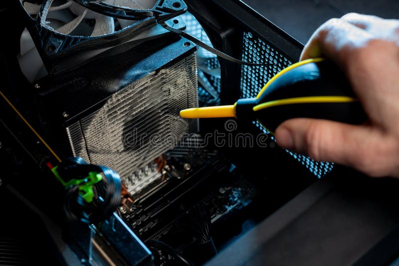 Close-up of a PC Cooling System, a Dirty Radiator from a Computer Stock ...