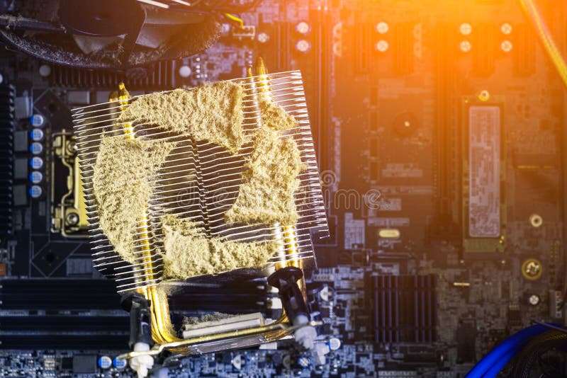 Close-up of a PC Cooling System, a Dirty Radiator from a Computer Stock ...