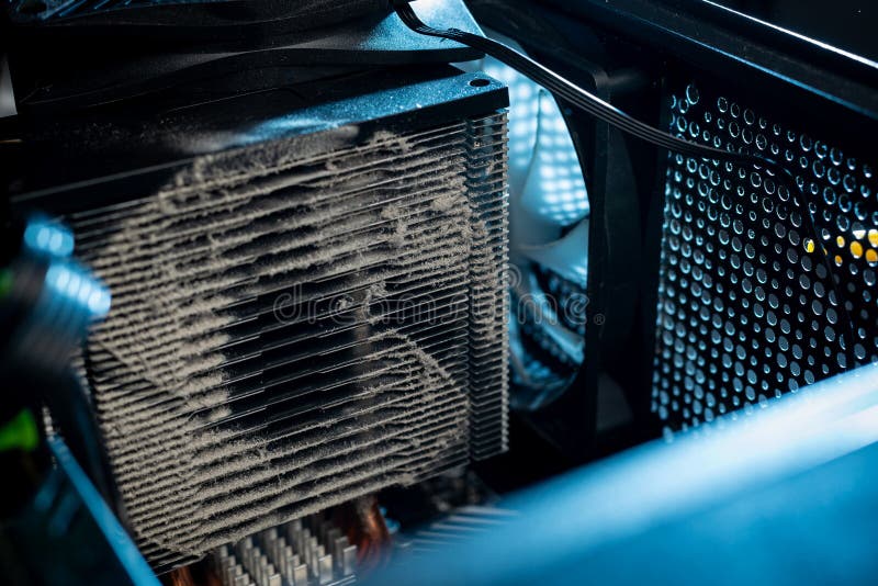 Close-up of a PC Cooling System, a Dirty Radiator from a Computer Stock ...