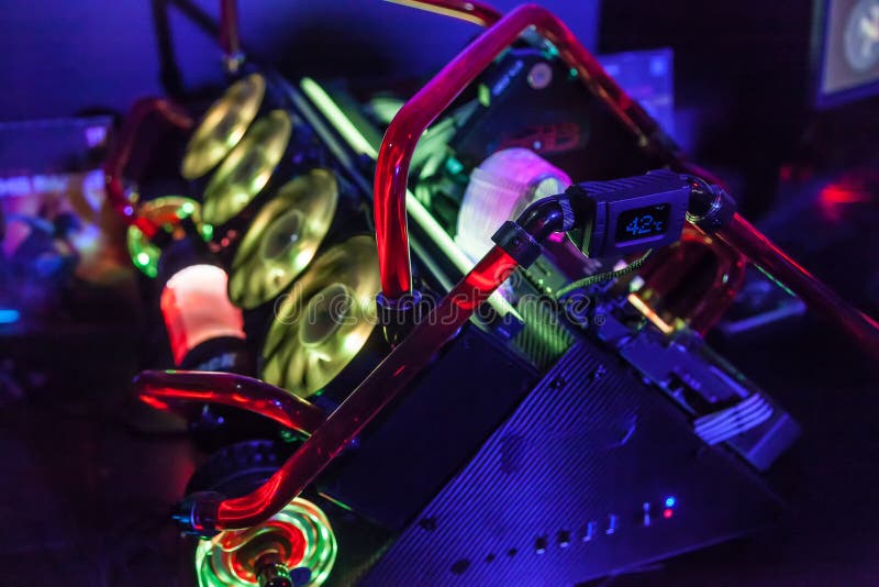 Close Up of Pc for Gaming with Colorful Led. Super Computer Stock Photo ...
