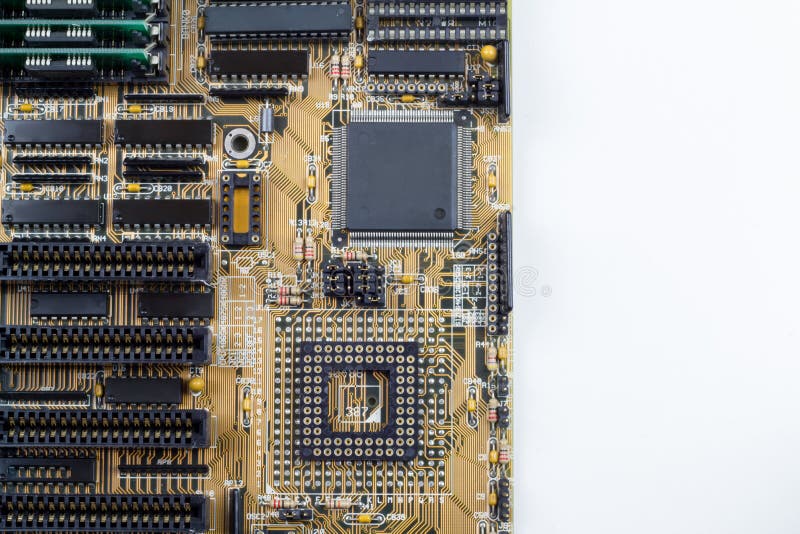 Close Up of PC Motherboard on the White Background / Texture Stock ...