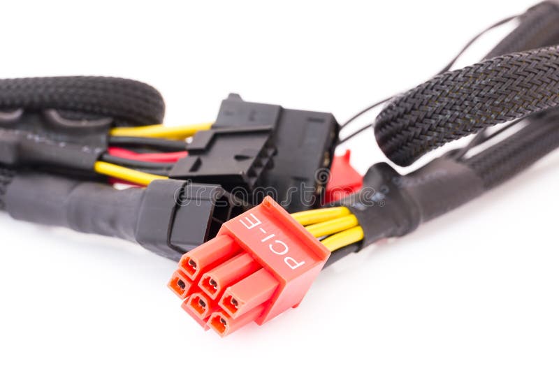 Close Up PCI-E Cable Video Card Stock Image - Image of electrical ...
