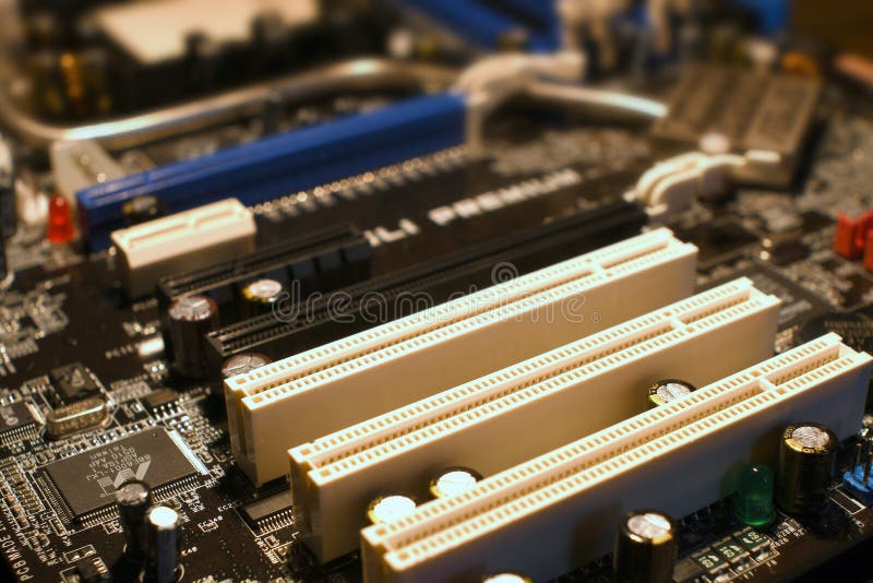 Close Up of PCI Slot on PC Motherboard PC Stock Photo - Image of ...